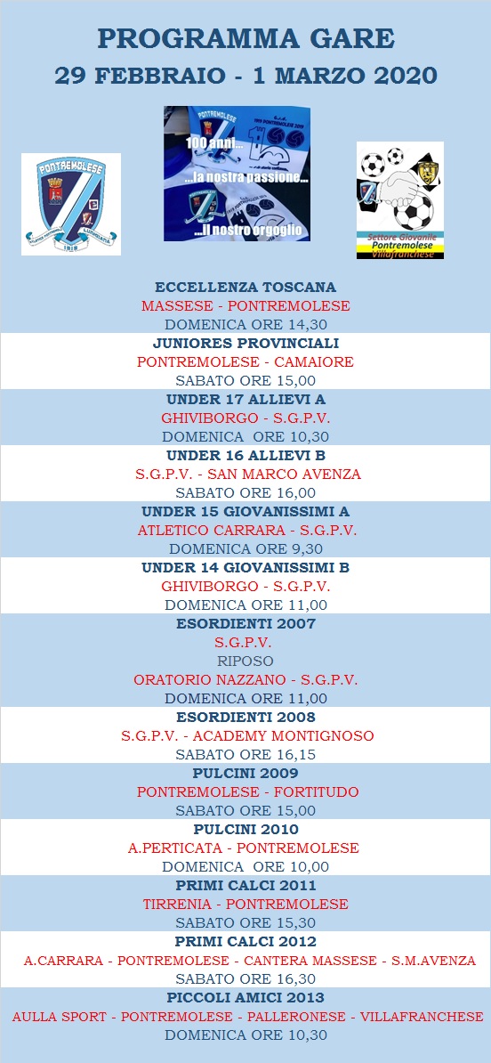 Il programma del weekend Il programma del weekend